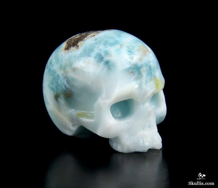 Gemstone 1.3” Larimar Carved Crystal Skull - Skullis Gemstone & Crystal ...