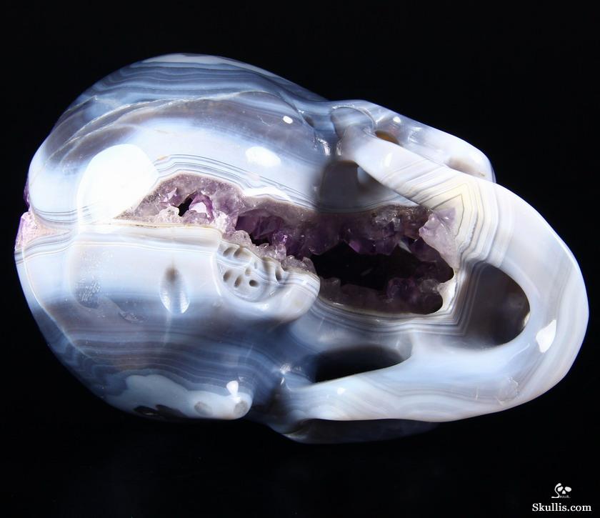 Nice Huge 5.3" Amethyst Agate Geode Carved Crystal Skull - Skullis ...