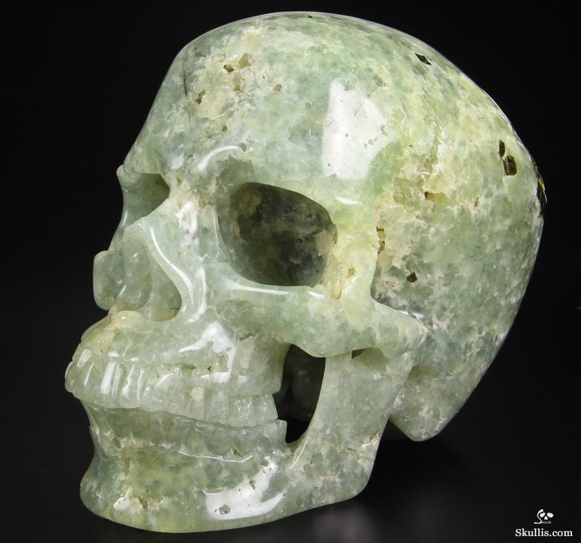 Gemstone Lifesized 7.7" Prehnite Carved Crystal Skull, Super Realistic ...
