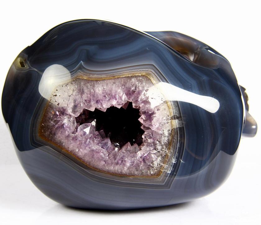 Unique Huge 5.7" Amethyst Geode Agate Carved Crystal Geode Skull, Super ...
