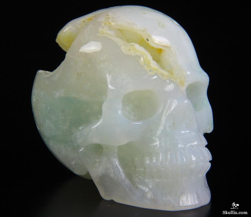 Unique 2.4" Agate Geode Carved Crystal Geode Skull - Skullis Gemstone ...
