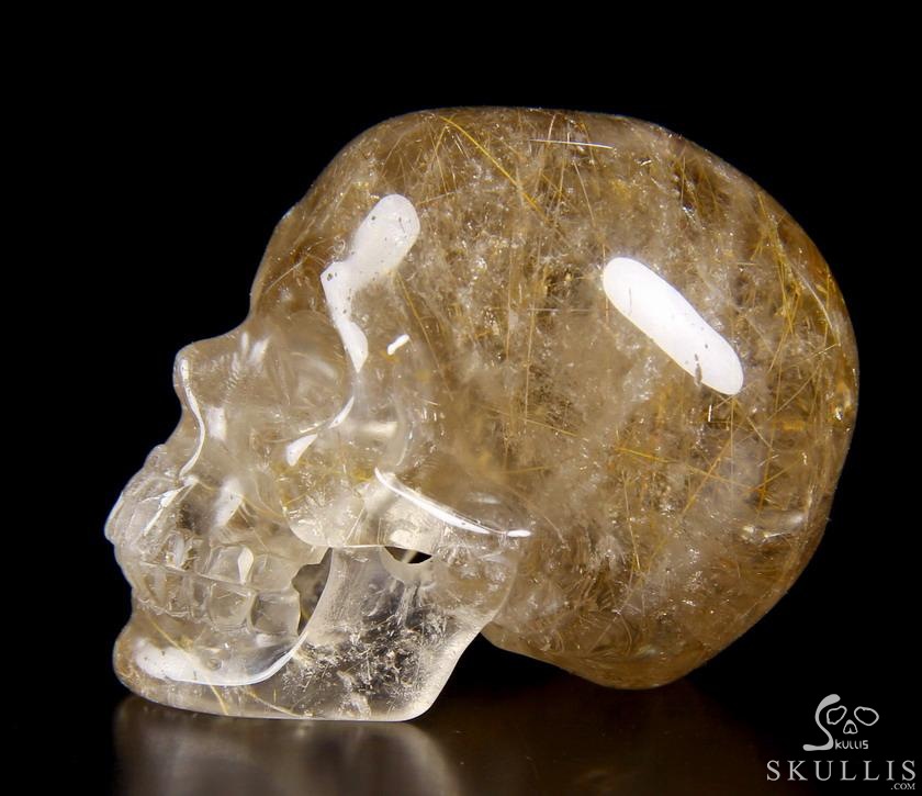 Gemstone 1.7" Rutilated Quartz Rock Crystal Carved Crystal Skull, Super ...
