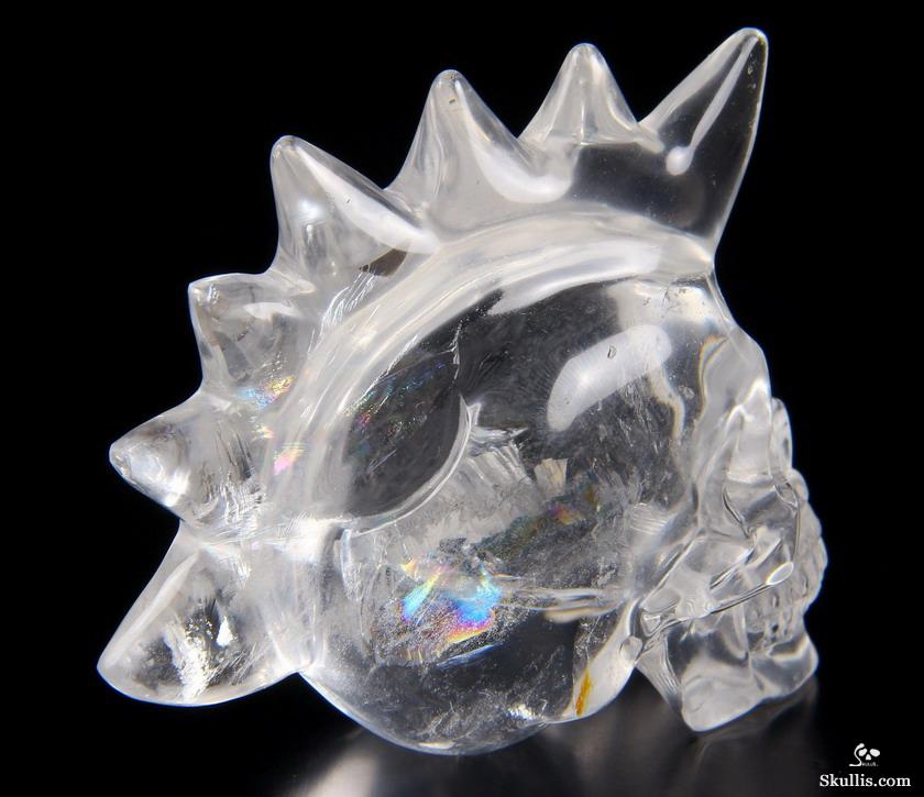 Rainbow Clear 2.6" Quartz Rock Crystal Carved Crystal Punk Skull ...