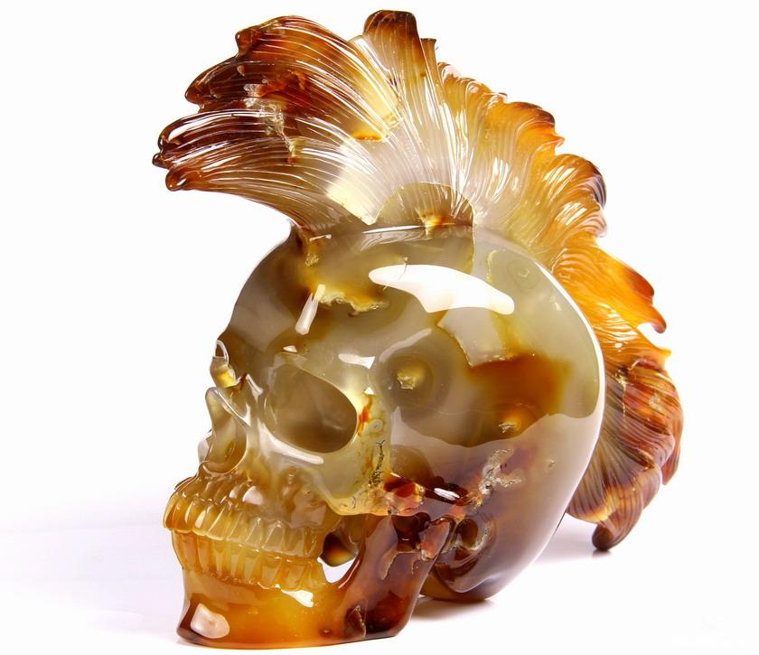 Amazing Gemstone Huge 5.7" Carnelian Carved Crystal Punk Skull ...