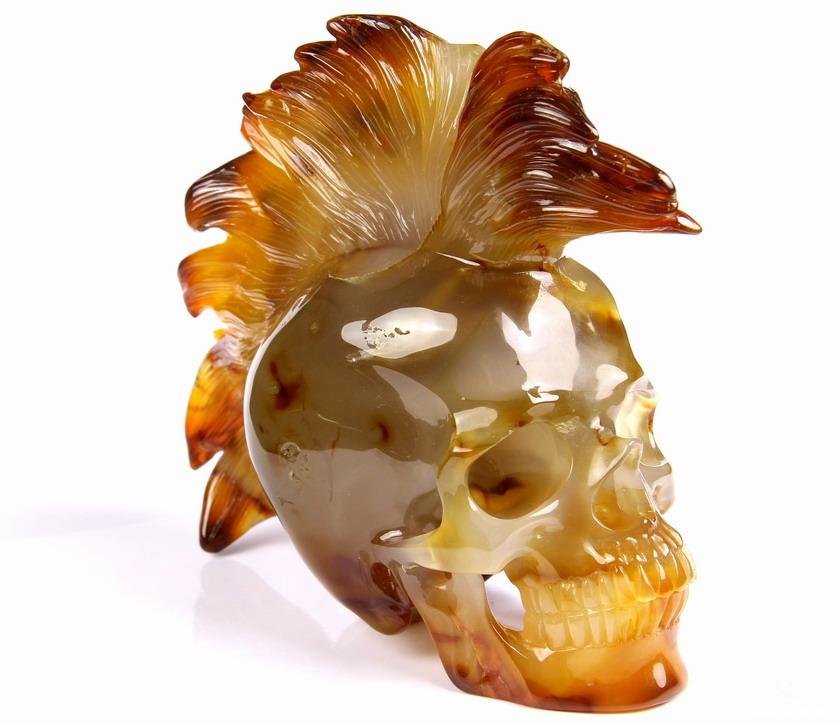 Amazing Gemstone Huge 5.7" Carnelian Carved Crystal Punk Skull ...