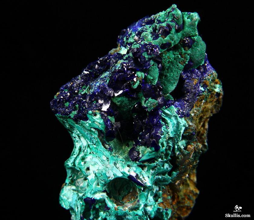 Nice 3.0" Azurite & malachite Carved Crystal Skull - Skullis Gemstone ...