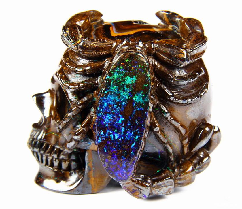 Awesome Gemstone 1.9" Matrix Opal Carved Crystal Skull & Scorpion ...