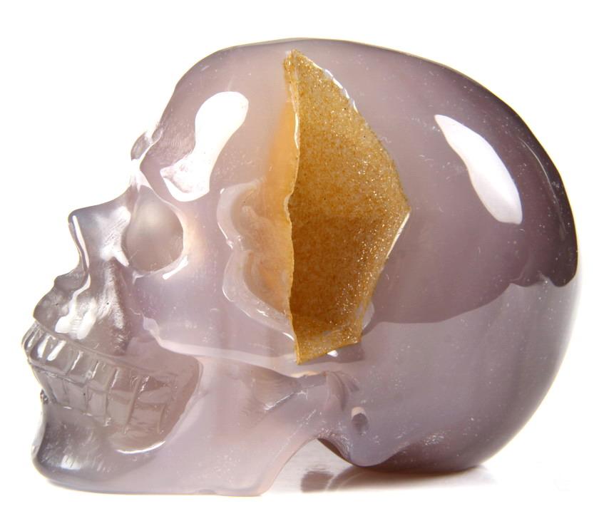 Nice 2.5" Agate Geode Carved Crystal Skull, Realistic - Skullis ...