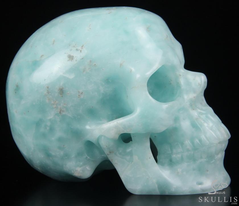 Huge 5.1" Celestite Carved Crystal Skull, Super Realistic - Skullis ...