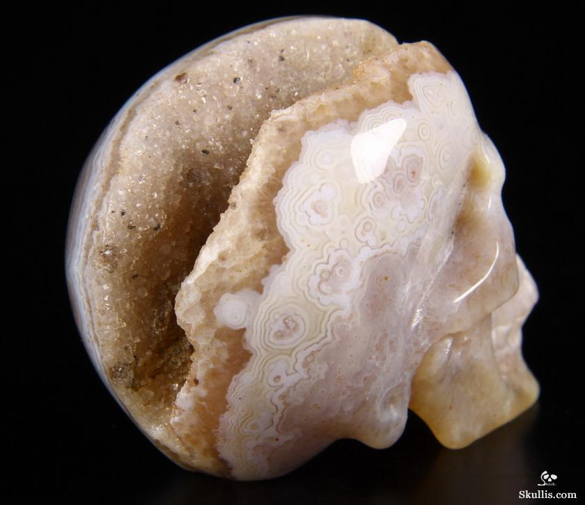 Nice 2.4" Agate Geode Carved Crystal Skull, Realistic - Skullis ...