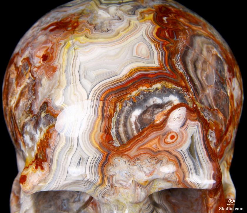 Huge 5.9" Red Crazy Lace Agate Carved Crystal Skull, Super Realistic ...