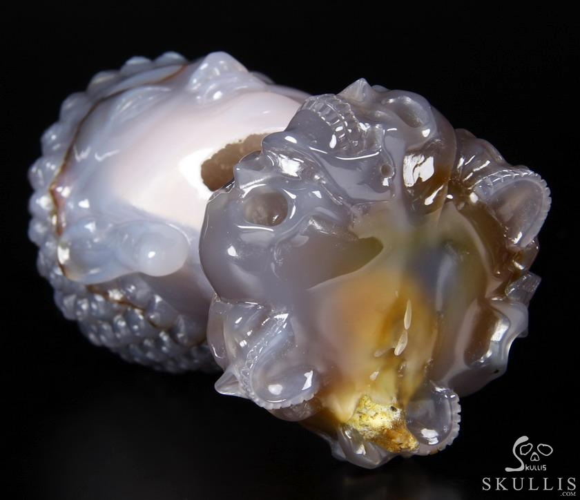 Huge 6.1" Agate Geode Carved Crystal Buddha Bodhisattva With Skull ...