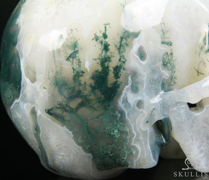 lifesized 6.7" Green Moss Agate Carved Crystal Skull, Super Realistic ...