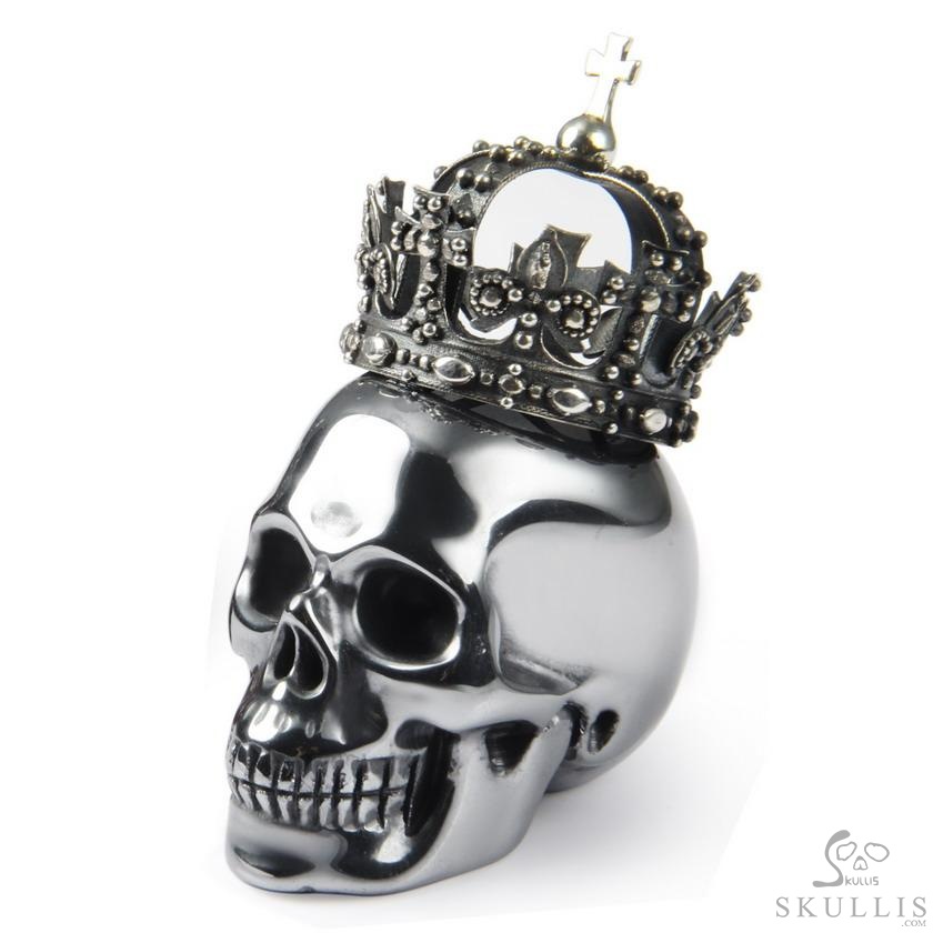 Original 2.0" Tera-hertz Carved Crystal Skull With silver Crown ...