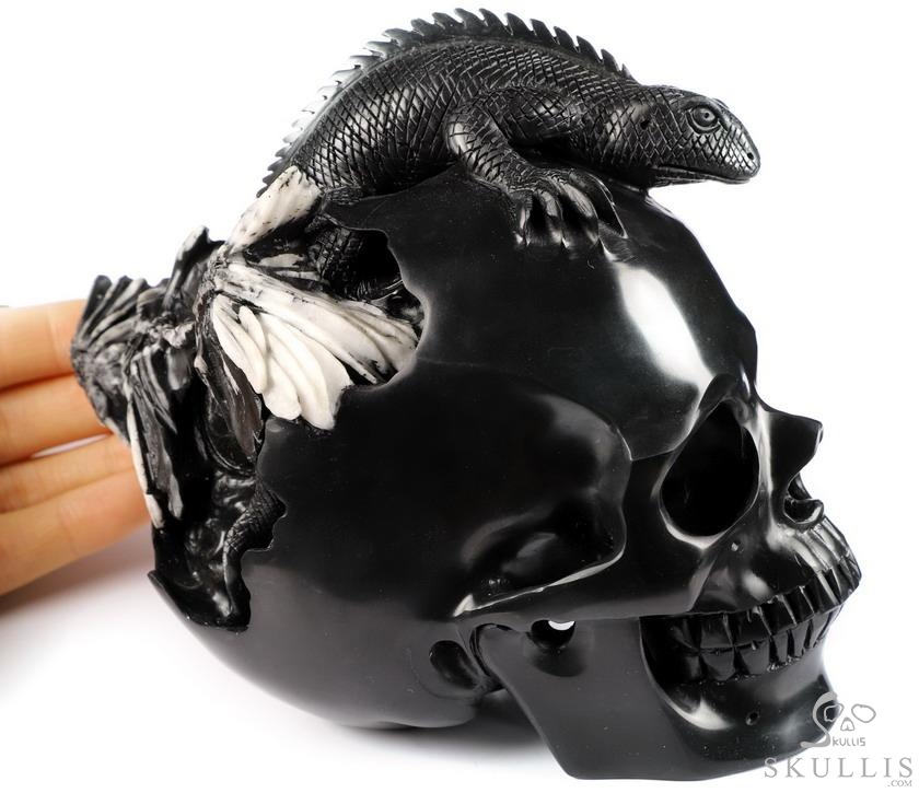 Original Design 5.9" Chrysanthemum Stone Carved Crystal Skull With ...