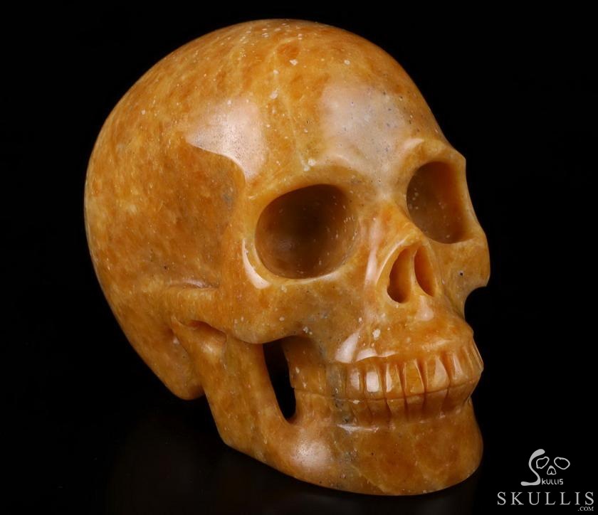5.0" Orange Calcite Carved Crystal Skull, Realistic, Crystal Healing ...