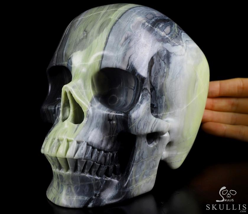 Lifesized 6.7" Butter Jade Carved Crystal Skull,Super Realistic ...