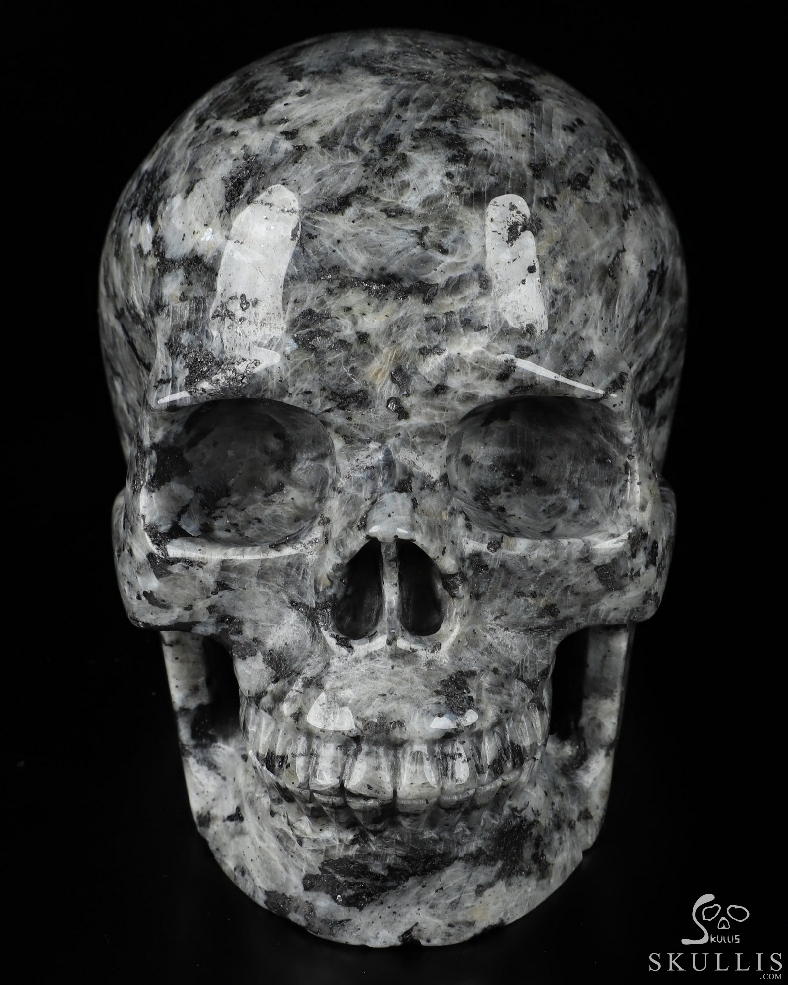 5.1" larvikite Carved Crystal Skull, Realistic - Skullis Gemstone ...