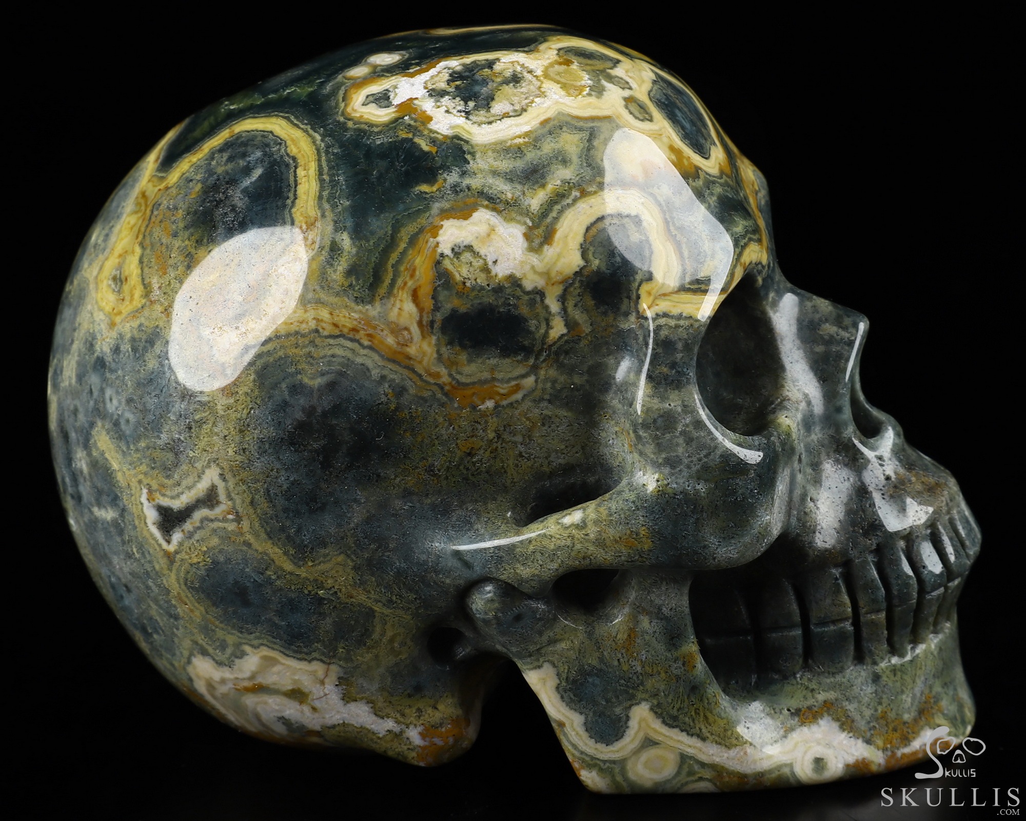 3.9" Ocean Jasper Carved Crystal Skull,Realistic, Crystal Healing ...