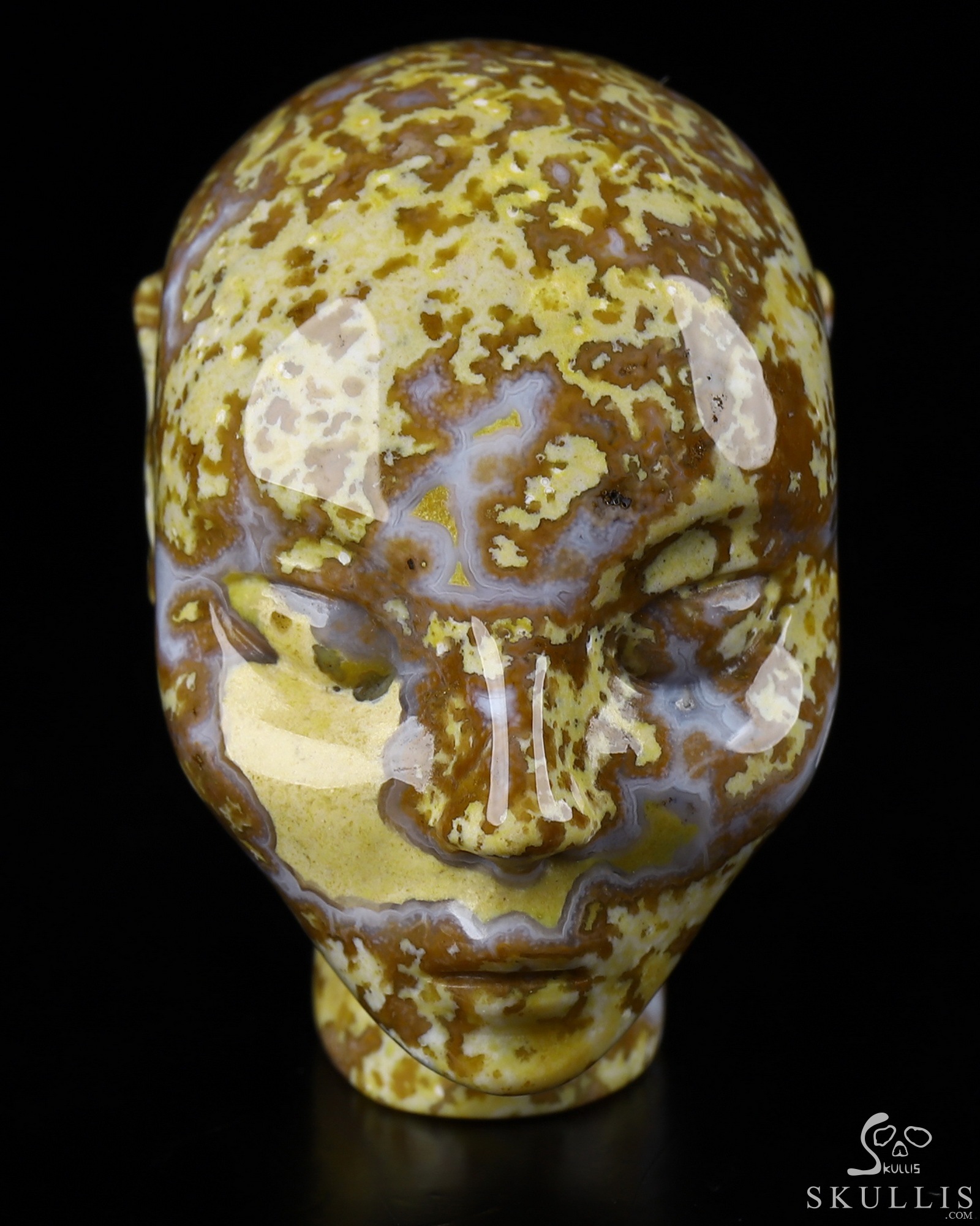 1.7" Blue Ocean Agate Carved Fairy Elf Alien Crystal Skull Companion ...