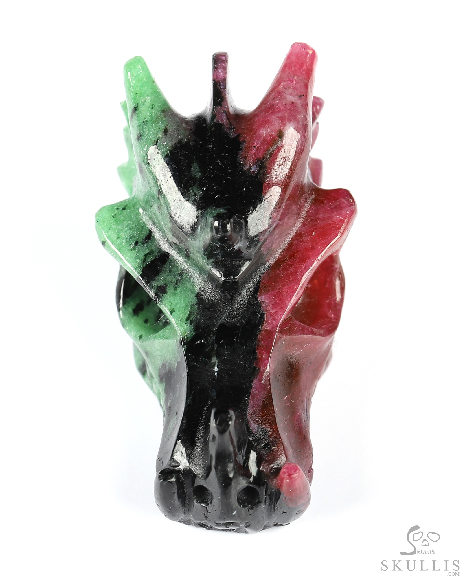 1.7" Ruby Zoisite Hand Carved Crystal Dragon Skull Sculpture, Crystal ...