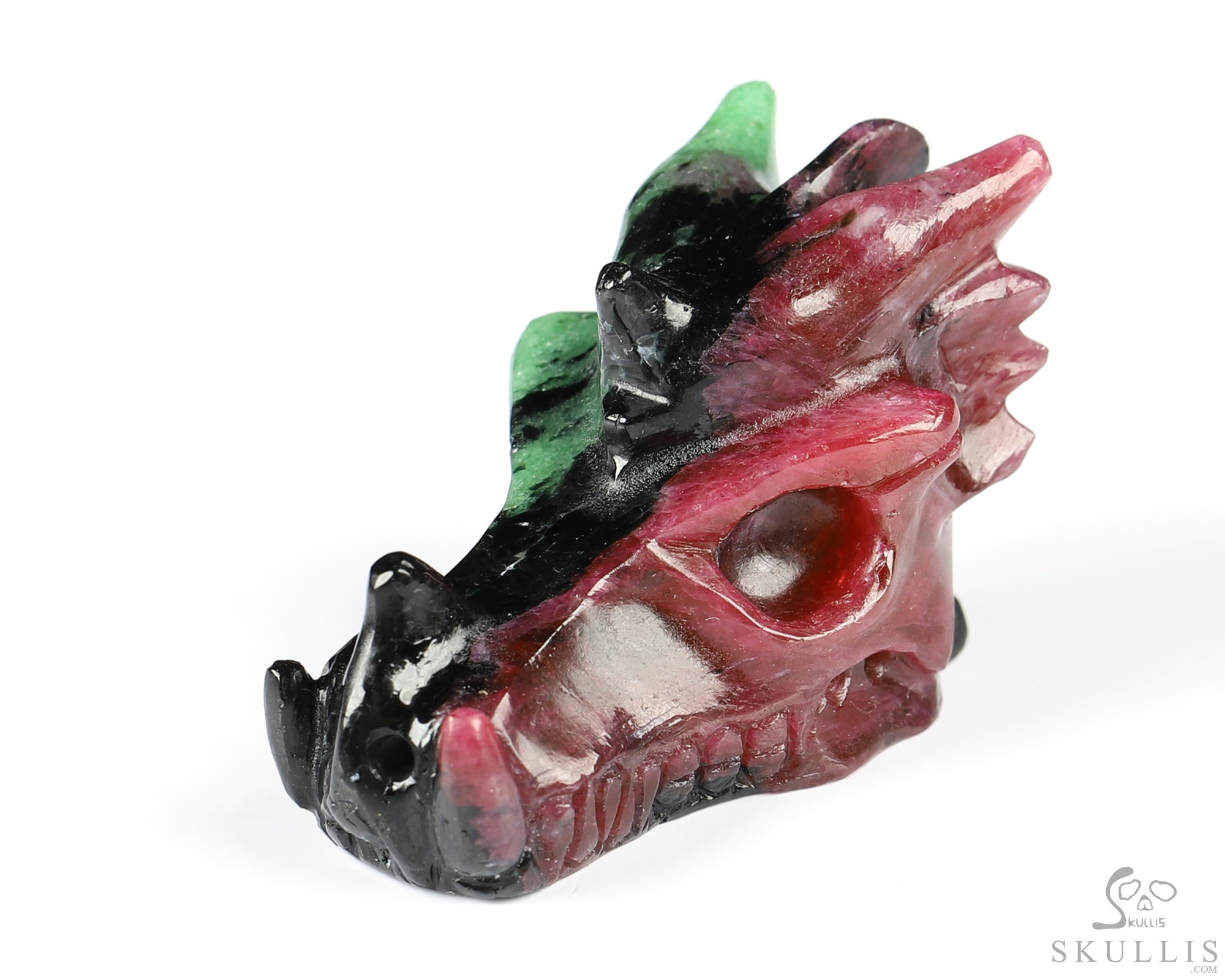 1.7" Ruby Zoisite Hand Carved Crystal Dragon Skull Sculpture, Crystal ...