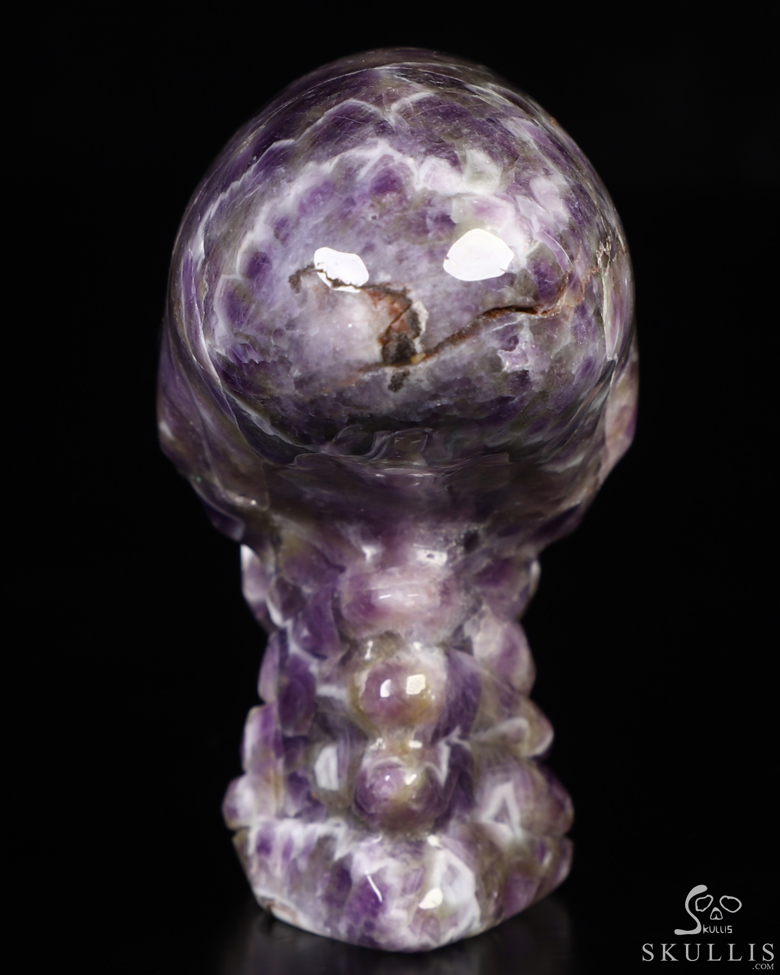 3.6" Dream Chevron Amethyst Hand Carved Crystal Elongated Mayan Alien ...