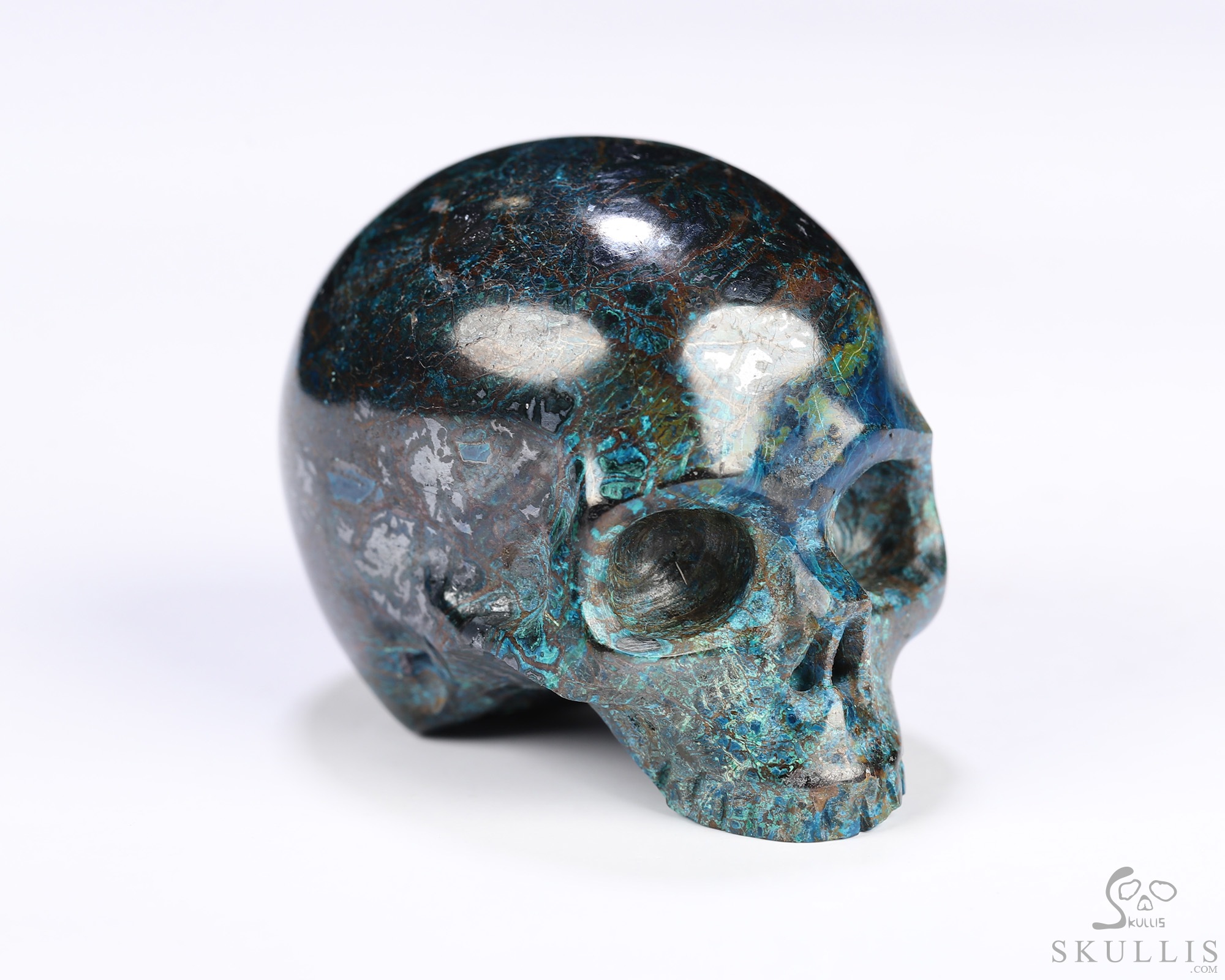 1.8" Azurite Chessylite Hand Carved Crystal Skull, Realistic, Crystal ...