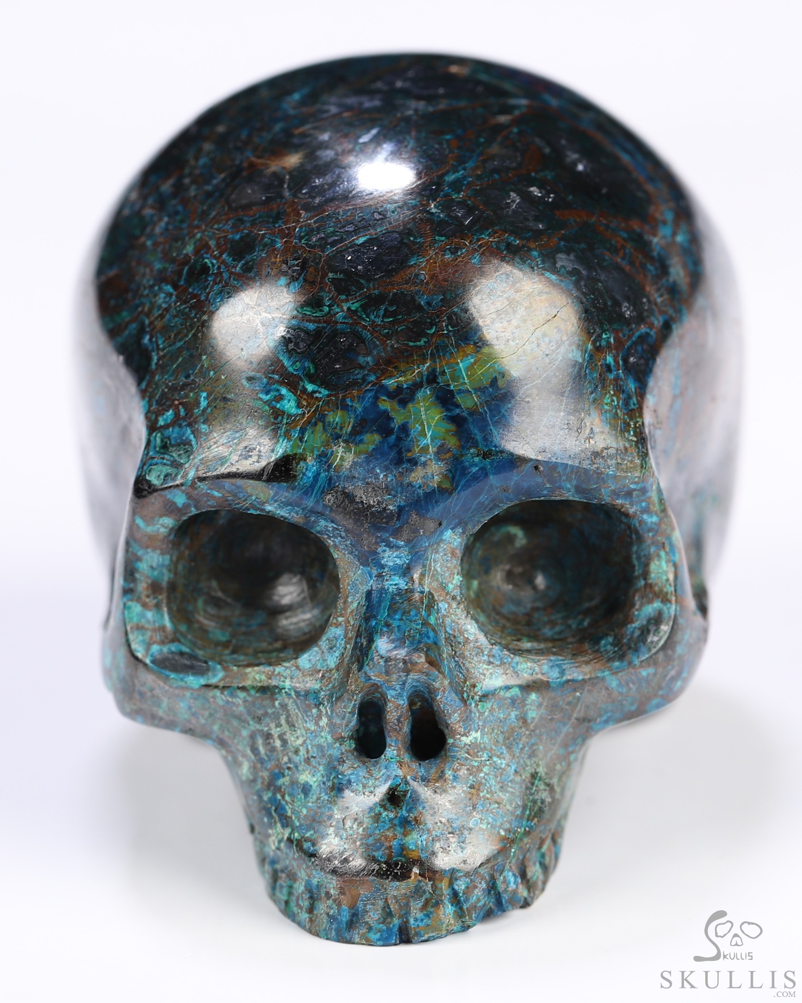 1.8" Azurite Chessylite Hand Carved Crystal Skull, Realistic, Crystal ...