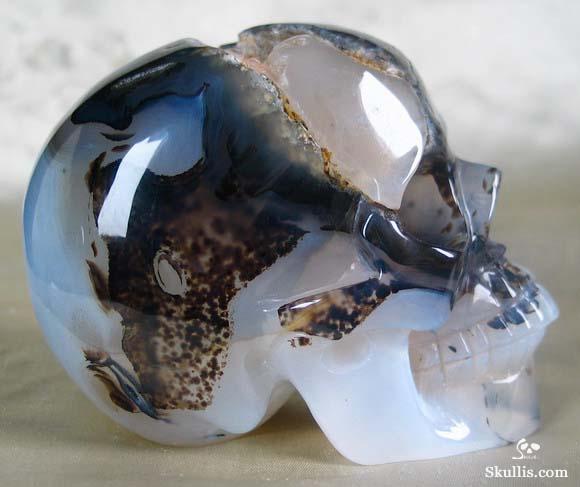 Geode Pretty 3.8" Agate Carved Crystal Skull Realistic - Skullis ...