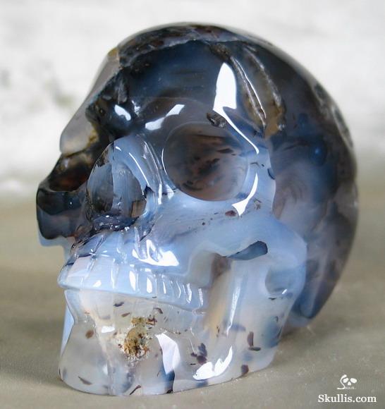 Geode Pretty 3.8" Agate Carved Crystal Skull Realistic - Skullis ...