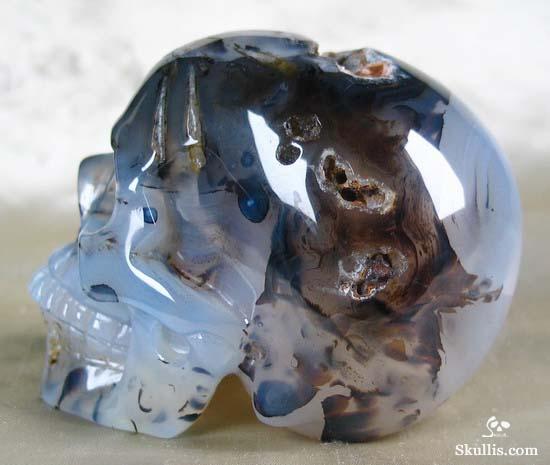 Geode Pretty 3.8" Agate Carved Crystal Skull Realistic - Skullis ...