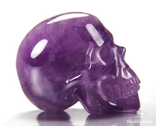 1.5" Amethyst Carved Crystal Skull, Realistic - Skullis Gemstone ...