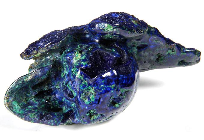AMAZING UNIQUE Druse Huge 4.5" Azurite & malachite Carved Crystal Skull ...