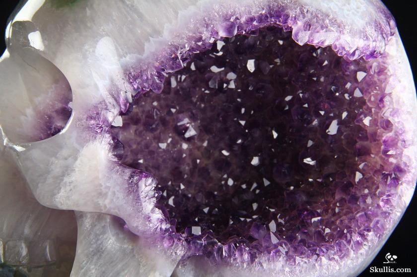 Awesome Lifesized 7.8" Amethyst Geode Agate Carved Crystal Skull, Super ...