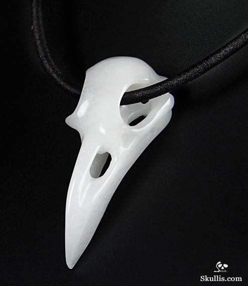 Black Obsidian Carved Crystal Raven Skull Pendant - Skullis Gemstone ...