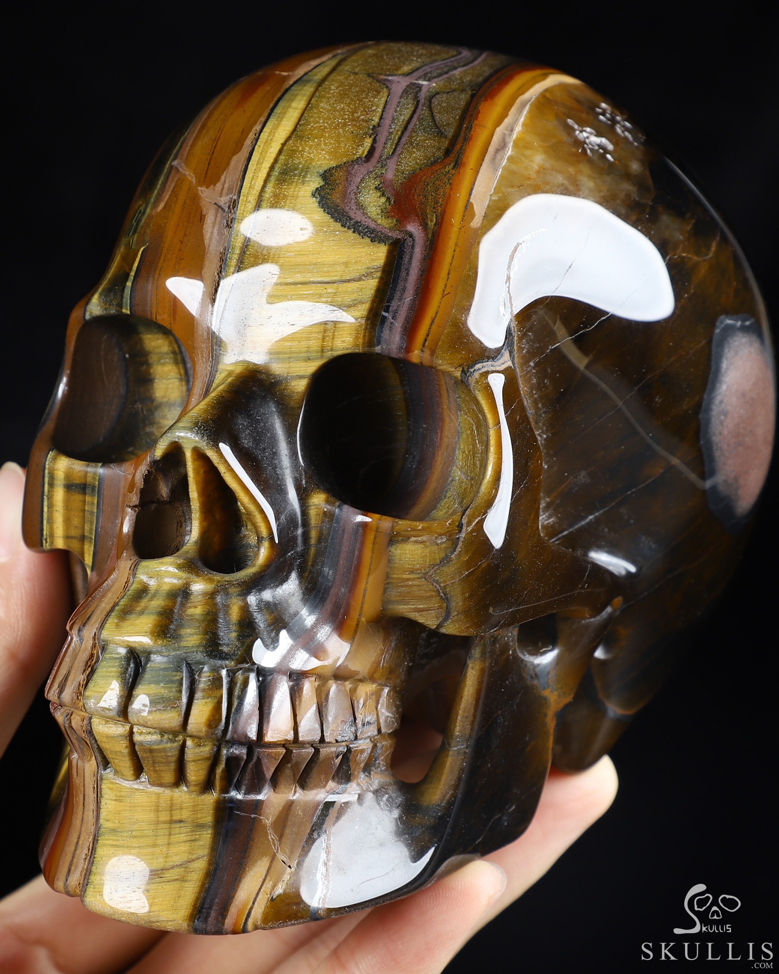 Russian Charoite Carved Crystal Skull, Realistic - Gemstone