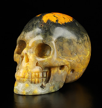 4.2" Bumble Bee Jasper Carved Crystal Skull, Super Realistic - Skullis ...