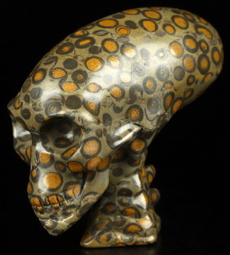 3.3" Chinese Leopard Skin Jasper Hand Carved Crystal Elongated Mayan ...