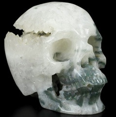 Nice Geode Huge 4.5" Green Moss Agate Carved Crystal Geode Skull, Super ...