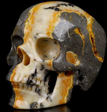 4.2" Bumble Bee Jasper Carved Crystal Skull, Super Realistic - Skullis ...