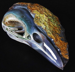 Giant 8.0" Agate Geode Carved Crystal Skull, Super Realistic, Crystal ...